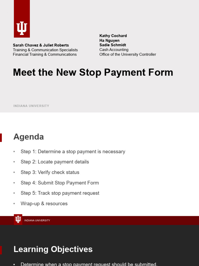 Stop Payment Form | PDF | Cheque | Payments
