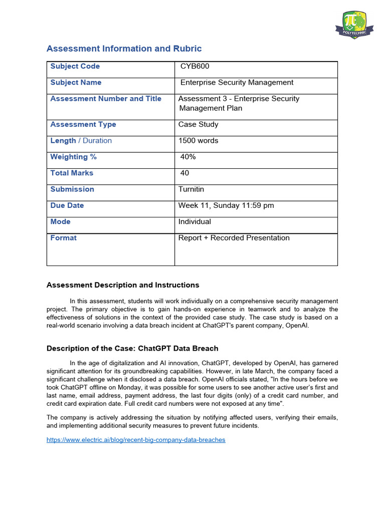 CYB600 - Assessment 3 | PDF | Risk | Vulnerability (Computing)