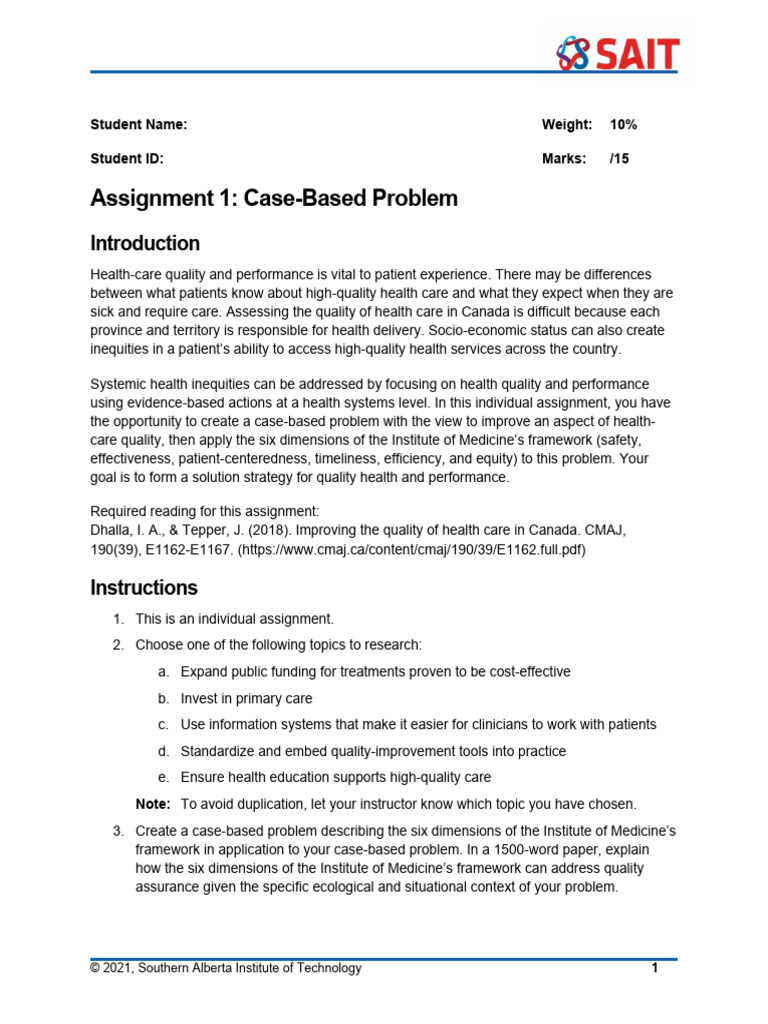 Assignment 1 Case-Based Problem | PDF | Health Care | Citation