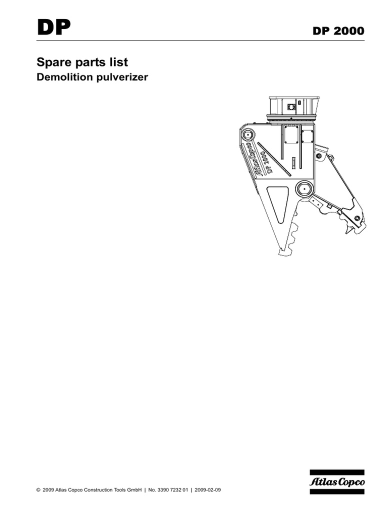 DP 2000 Demolition Pulverizer Parts | PDF | Nut (Hardware) | Tools