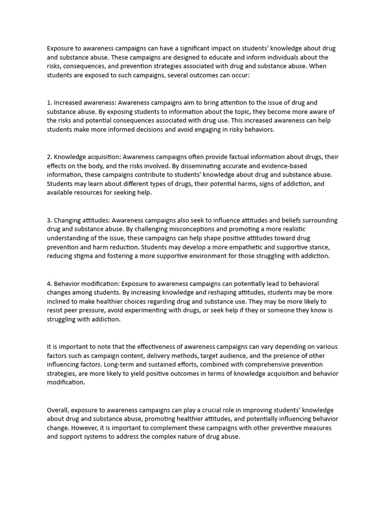 Awareness Campaigns | PDF | Substance Abuse | Risk
