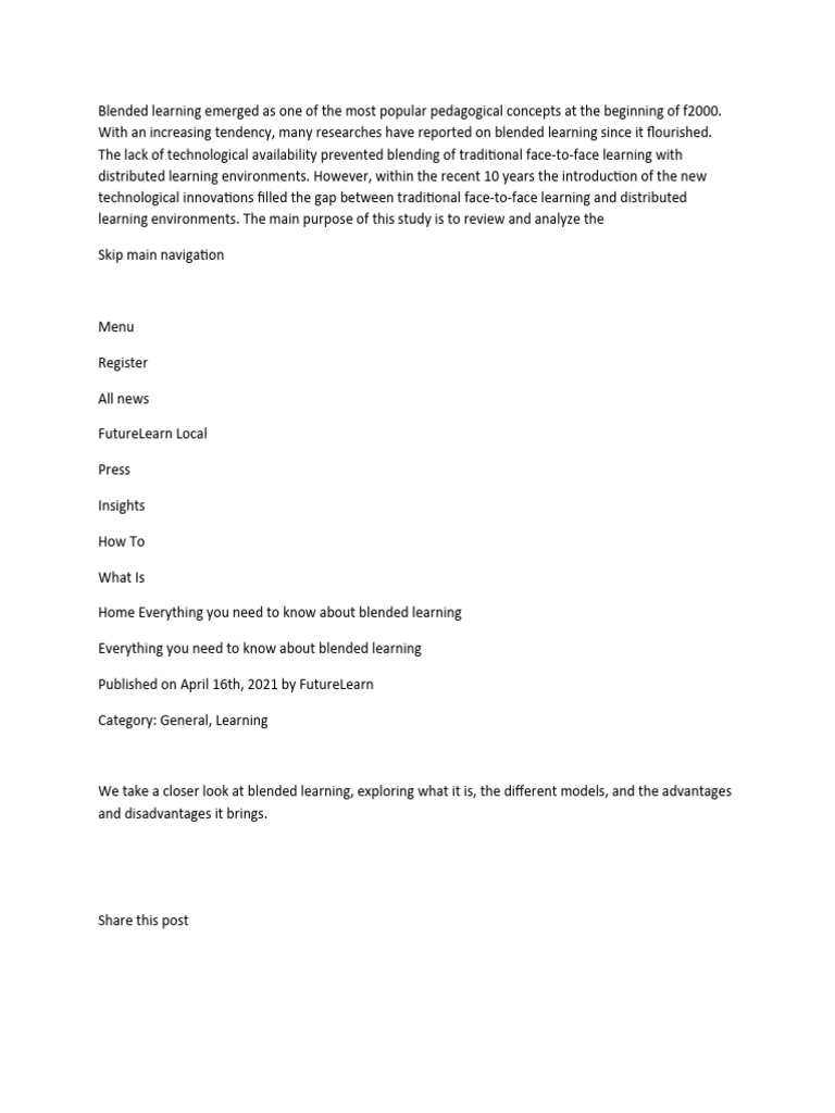 Blended Learning | PDF | Learning | Educational Technology