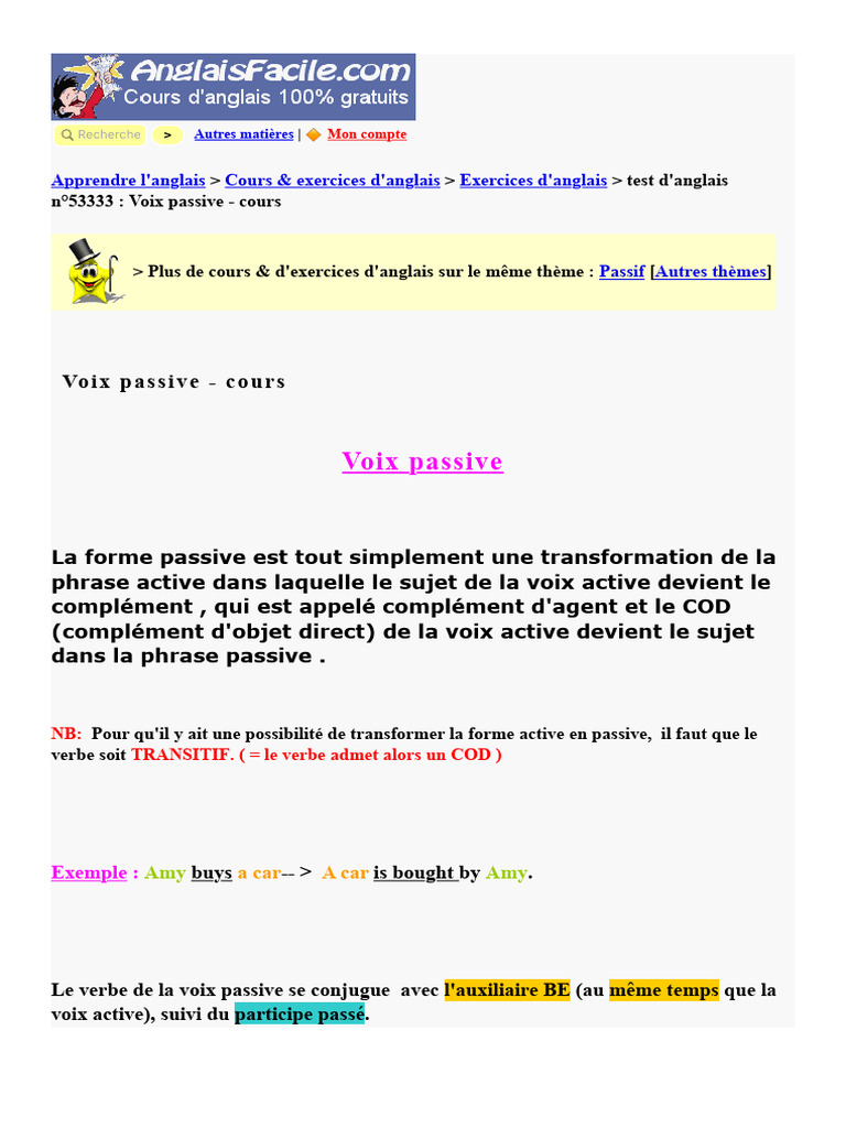 Voix Passive-Anglais | PDF | Verbe | Relations syntaxiques