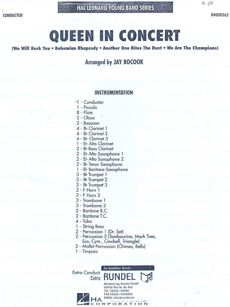 Jay BoCook - Queens in COncert (Full Score e Parts) | PDF | Classical ...