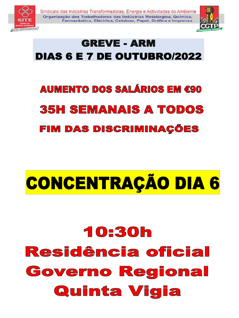 Greve Dias 6 e 7 Out. 2022 - Arm | PDF