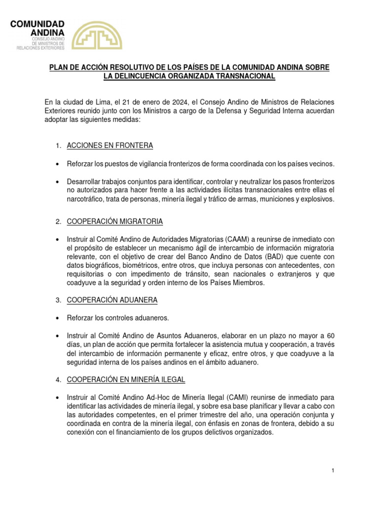 Plan de Acción Resolutivo | PDF | Trata de personas | Crimen organizado