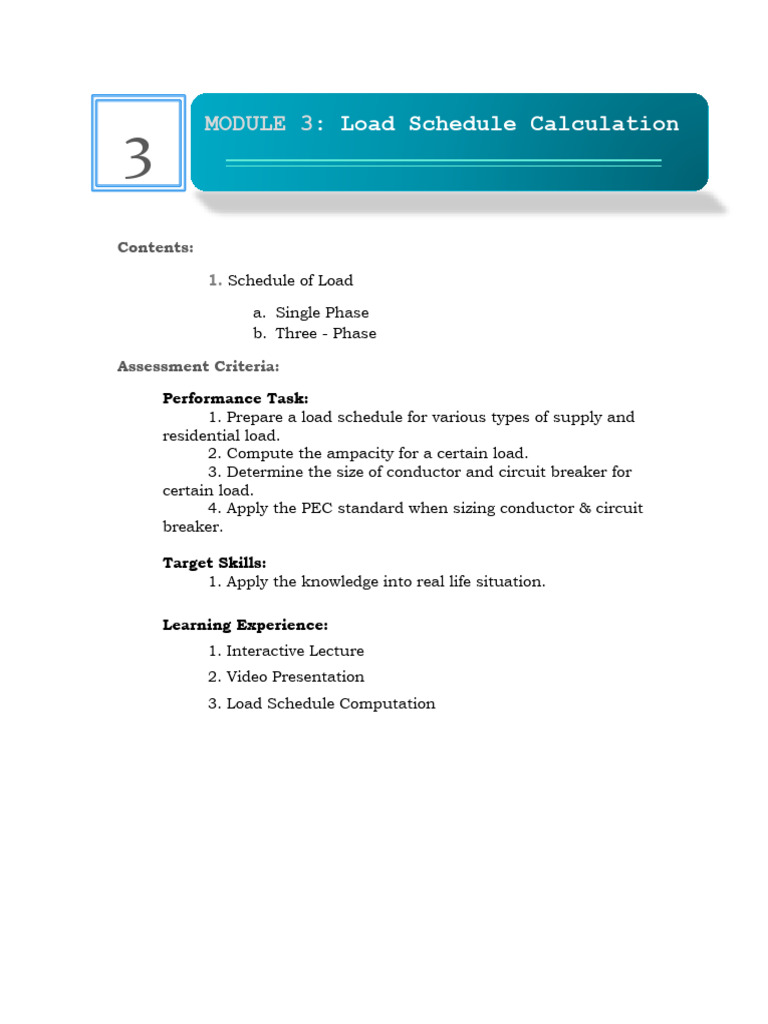 Schedule of Loads | PDF | Electrical Wiring | Ac Power Plugs And Sockets