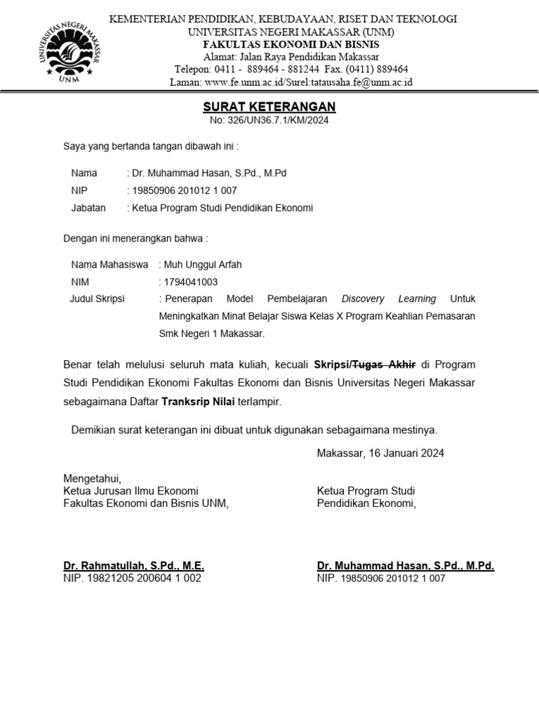 Surat Keterangan Ukt | PDF