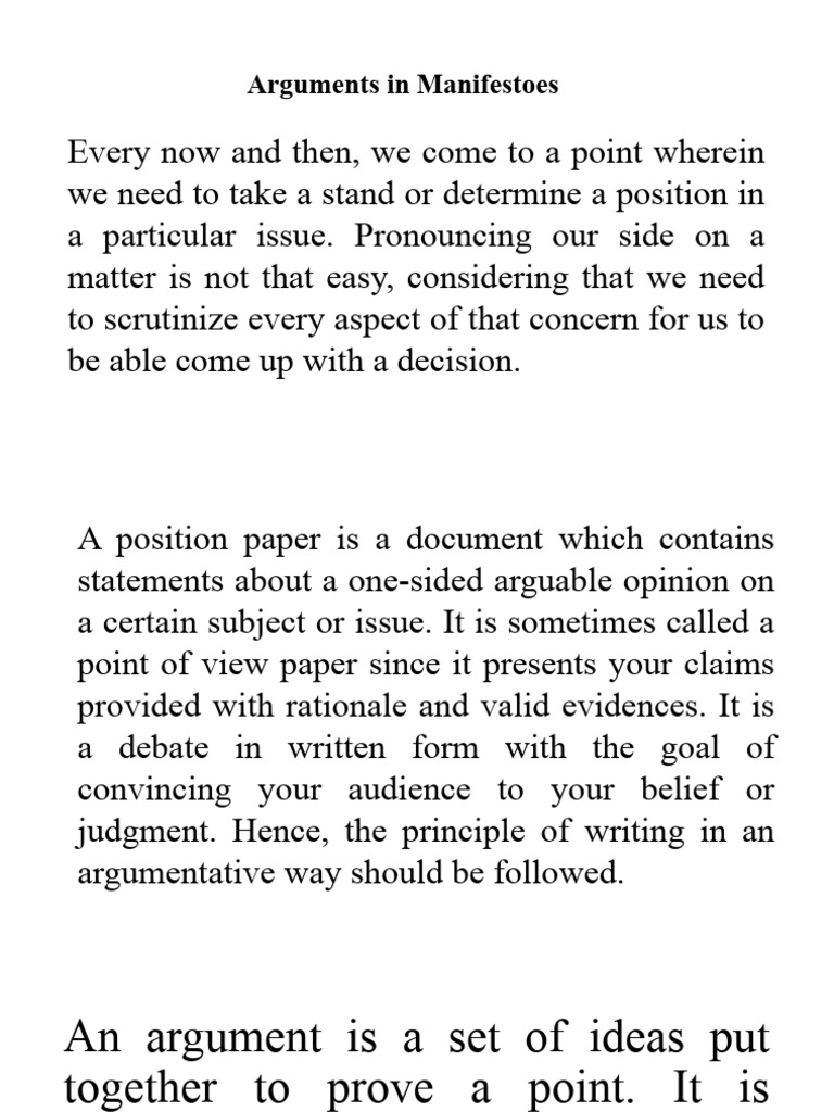 Argument and Manifestoes | PDF | Argument | Logical Consequence