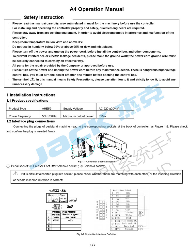 A4 Electric Control Manual | PDF | Sewing Machine | Ac Power Plugs And ...