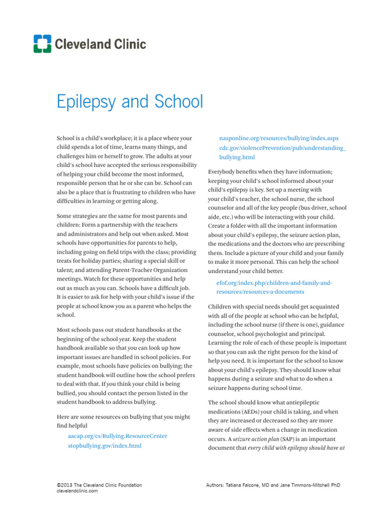Epilepsy-and-School-Fact-Sheet | PDF | Individualized Education Program ...