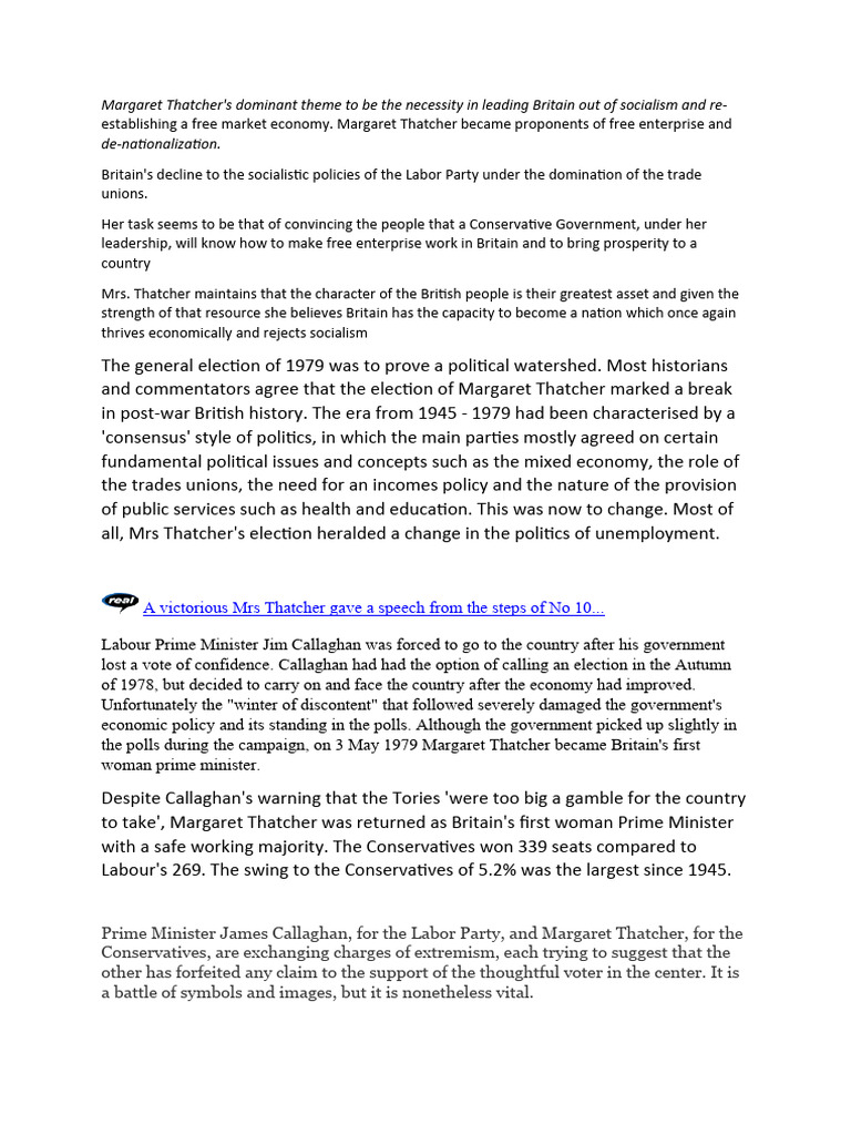 Summary of Margaret Tathcher's This Is My Faith Speech | PDF | Margaret ...