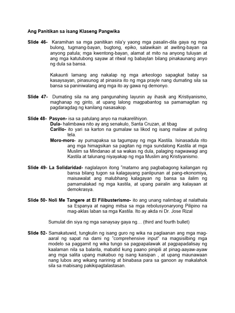 Ang Panitikan Sa Isang Klaseng Pangwika | PDF