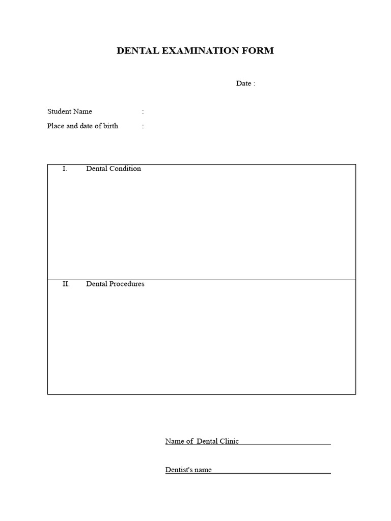 Dental Examination Form | PDF