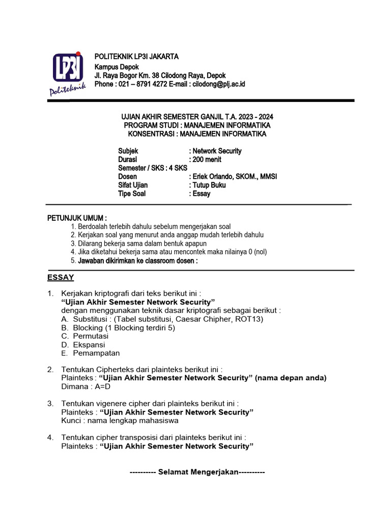 SOAL UAS-Network Security | PDF