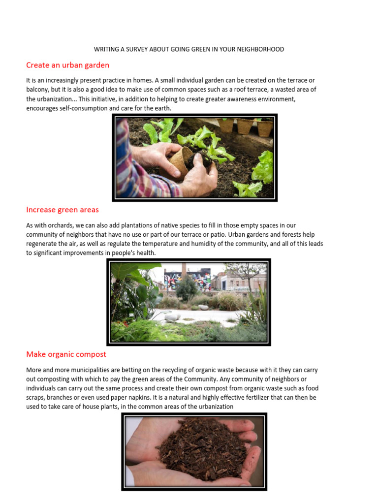 WRITING A SURVEY ABOUT GOING GREEN IN YOUR NEIGHBORHOOD | PDF ...