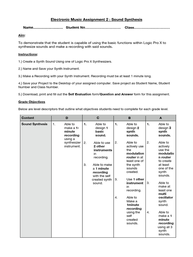 Electronic Music Assignment 2 | PDF | Sound Technology | Music Technology
