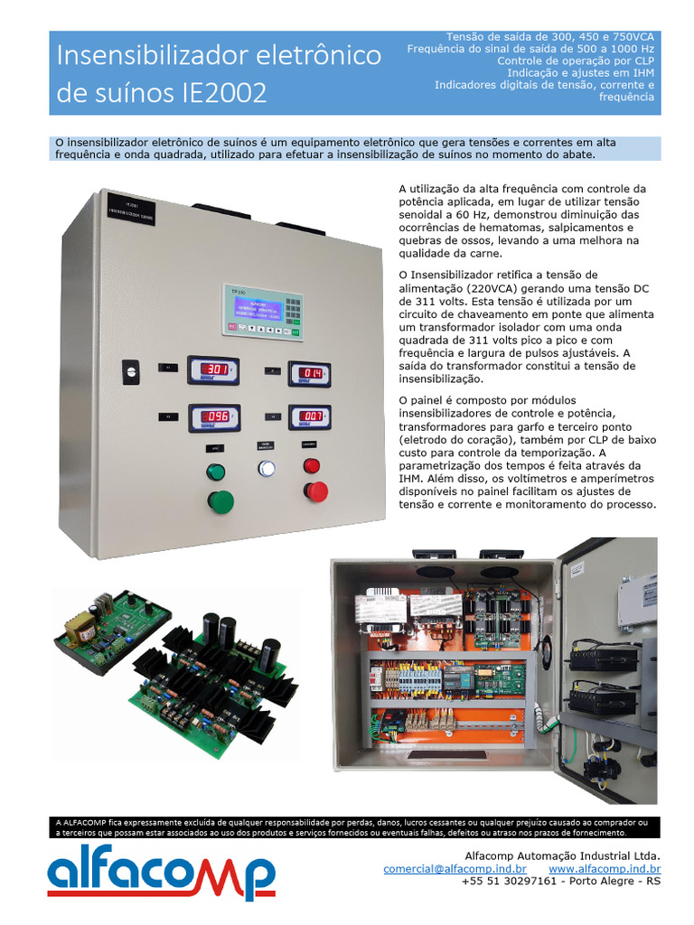 Insensibilizador de Suinos IE2002 Folha de Dados | PDF | Controlador ...