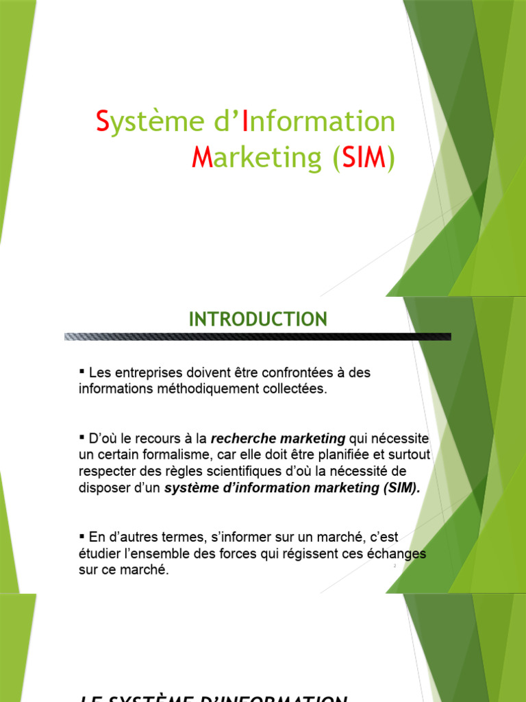 5 PPT Sim | Télécharger gratuitement PDF | Commercialisation | Informations