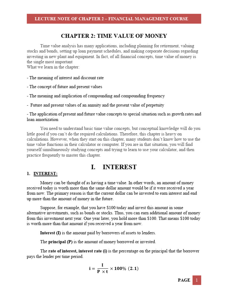 Chapter 2 Lecture Note | Download Free PDF | Present Value | Interest