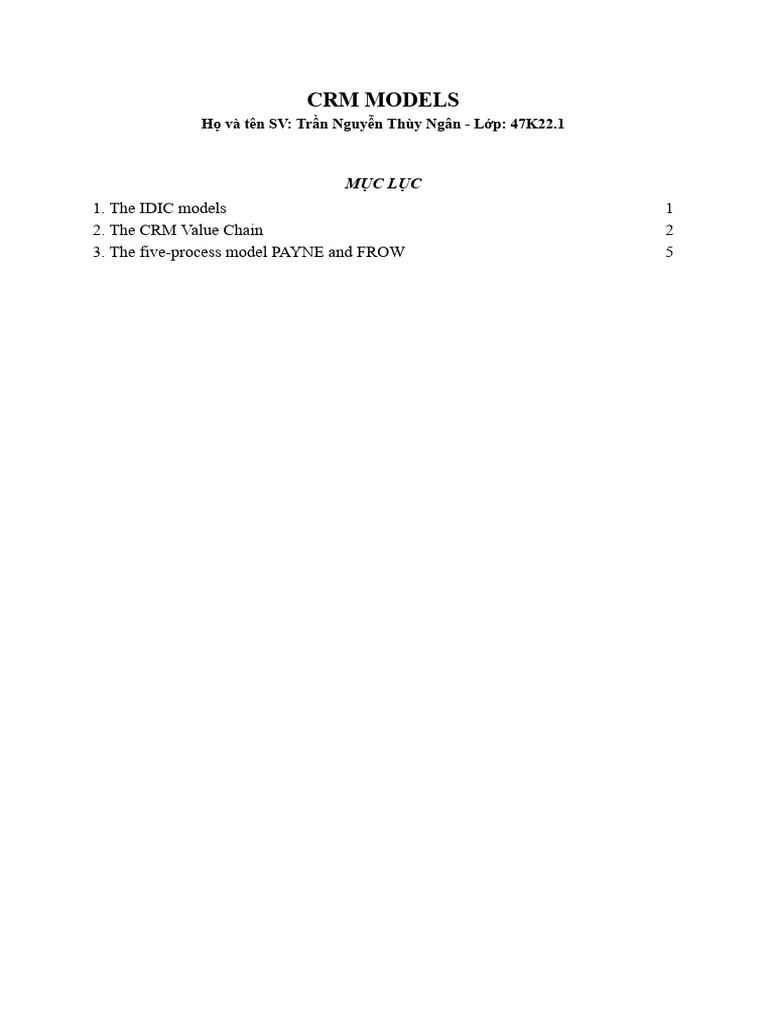 CRMModels | PDF | Customer Relationship Management | Strategic Management