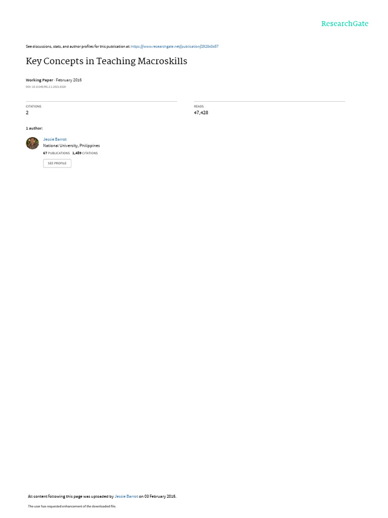 Key Conceptsin Teaching Macroskills Pdf Reading Comprehension