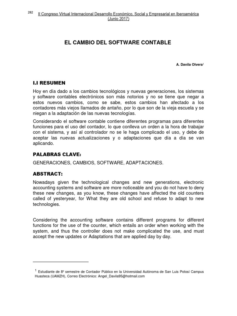 TRABAJO DE INVESTIGACION 26-El-Cambio-Del-Software-Contable | PDF | Contabilidad | Business
