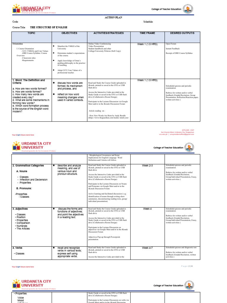 Action Plan New 3 Rhea | PDF | Verb | Phrase