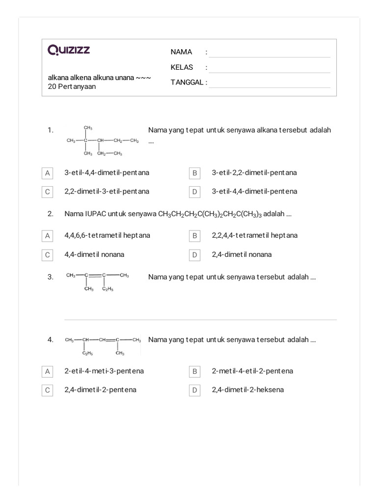 Alkana Alkena Alkuna Unana | PDF