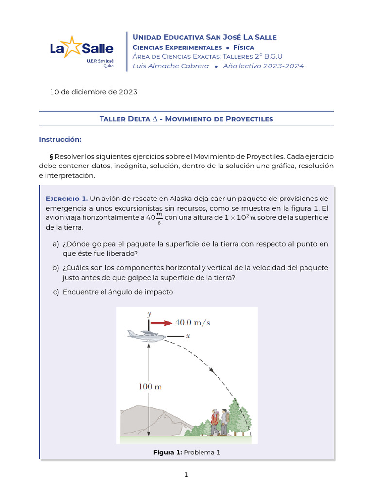 Taller Delta Mov Proyectiles 2do | PDF