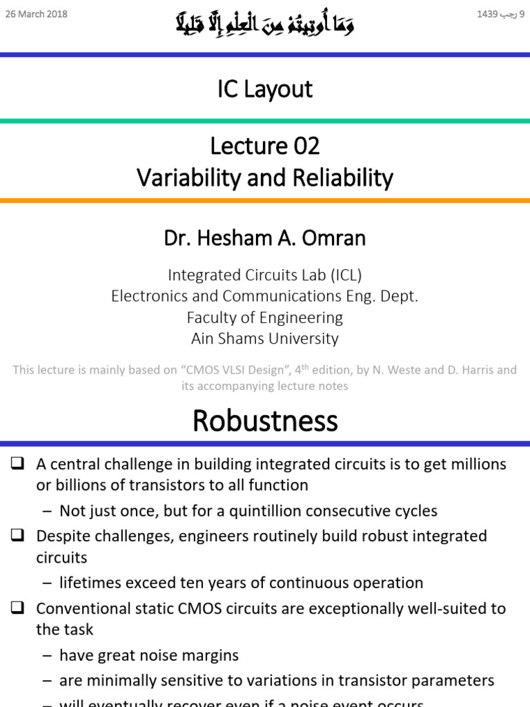 Layout Lec 02 Var Rel v01 | PDF | Reliability Engineering | Bipolar Junction Transistor