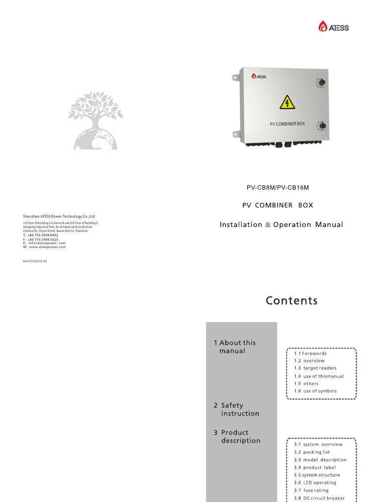 ATESS PV-CB Series Combiner Box Manual | PDF | Fuse (Electrical ...