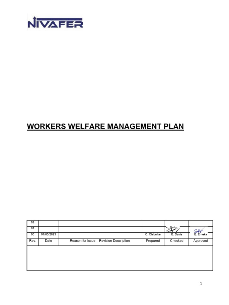 Worker Welfare Management Plan | PDF | Employment | Sanitation