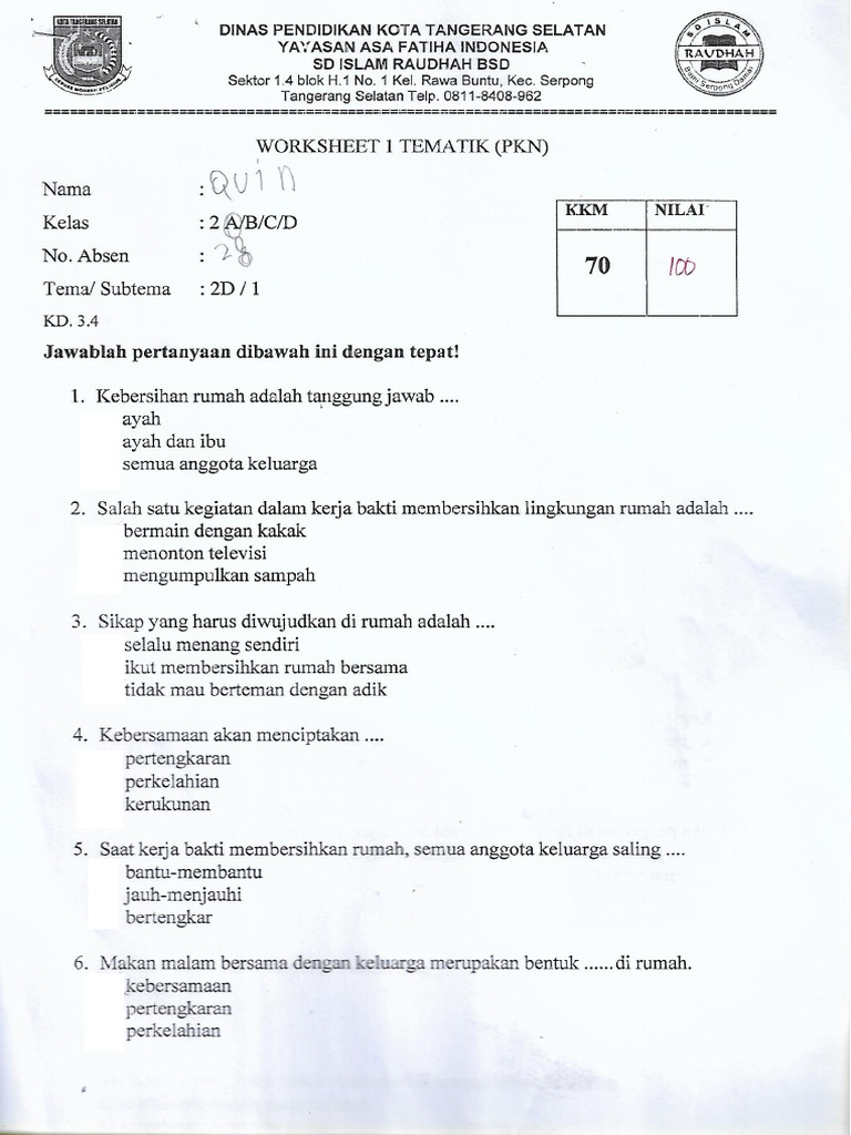 Worksheet PKN | PDF