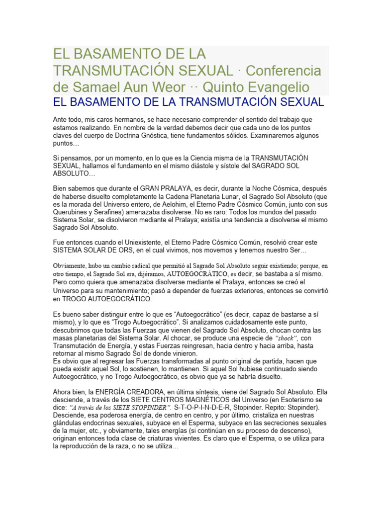 El Basamento de La Transmutación Sexual | PDF | Purgatorio | Universo
