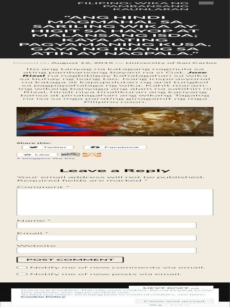 "Ang Hindi Magmahal Sa Sariling Wika Ay Higit Sa Hayop at Malansang ...