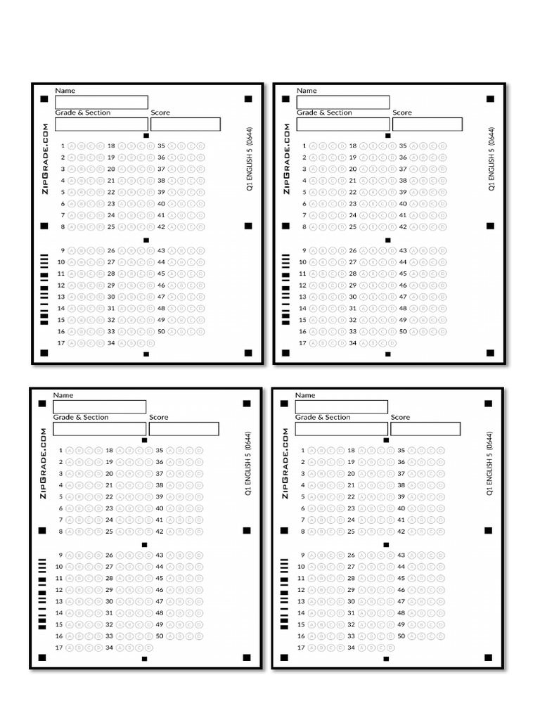 Q1 English 5 Long Answer Sheet | PDF