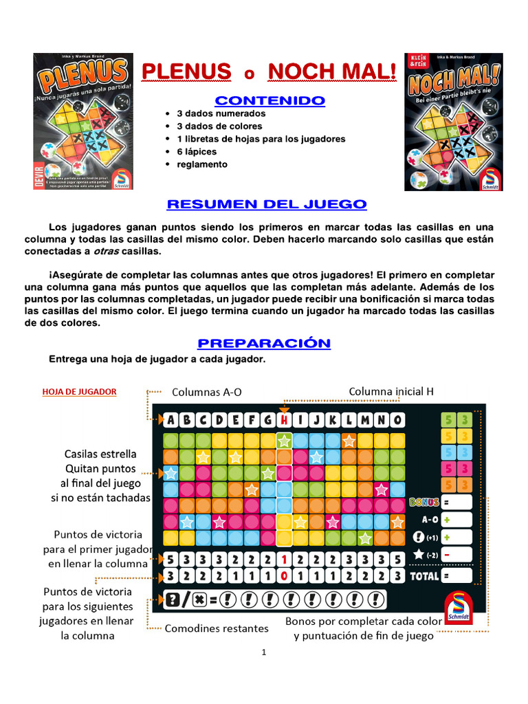 Plenus 1 y 2 - Noch Mal So Gut - Reglas | PDF