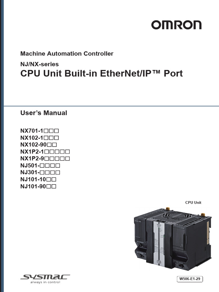 NJ - NX-series CPU Unit Built-In EtherNetIP Port User's Manual | PDF ...