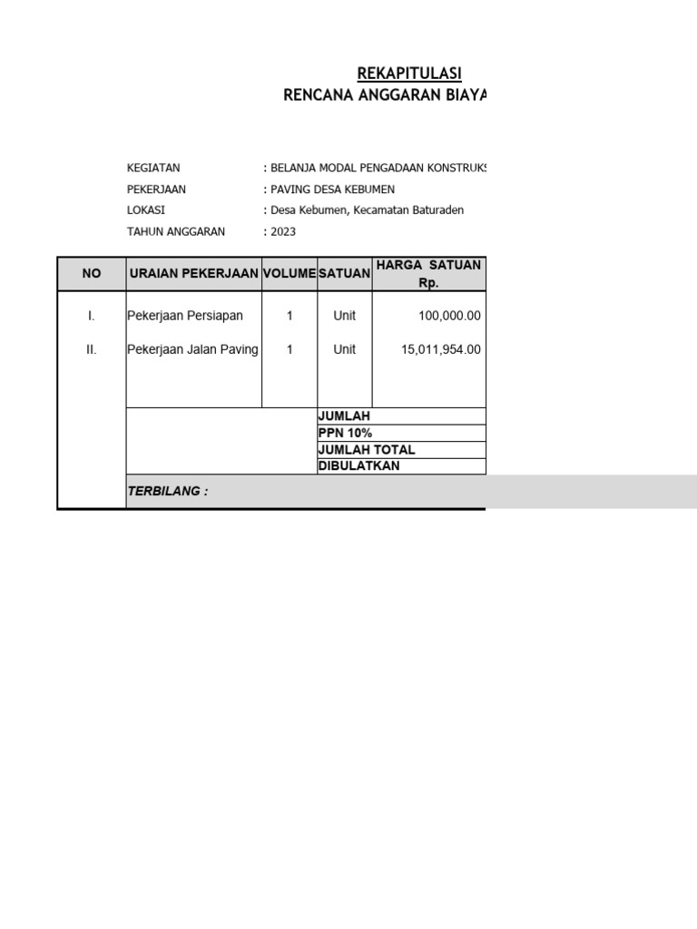 RAB Paving Kebumen 2023 | PDF