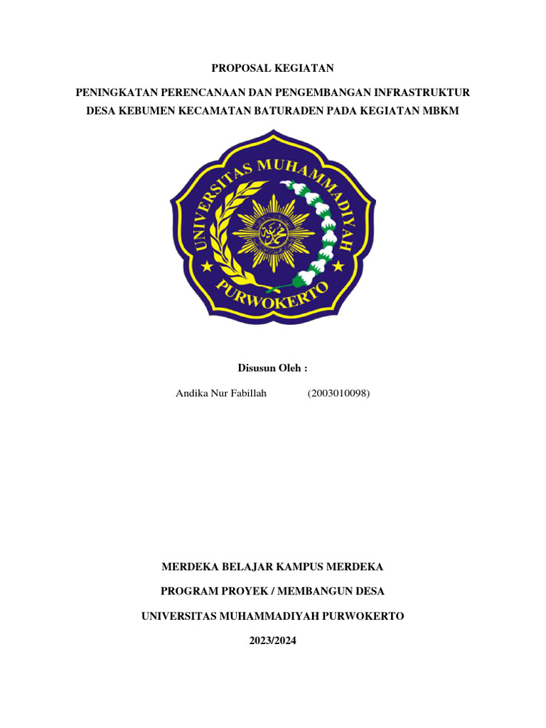 Proposal Kegiatan MBKM 2023 Desa Kebumen | PDF