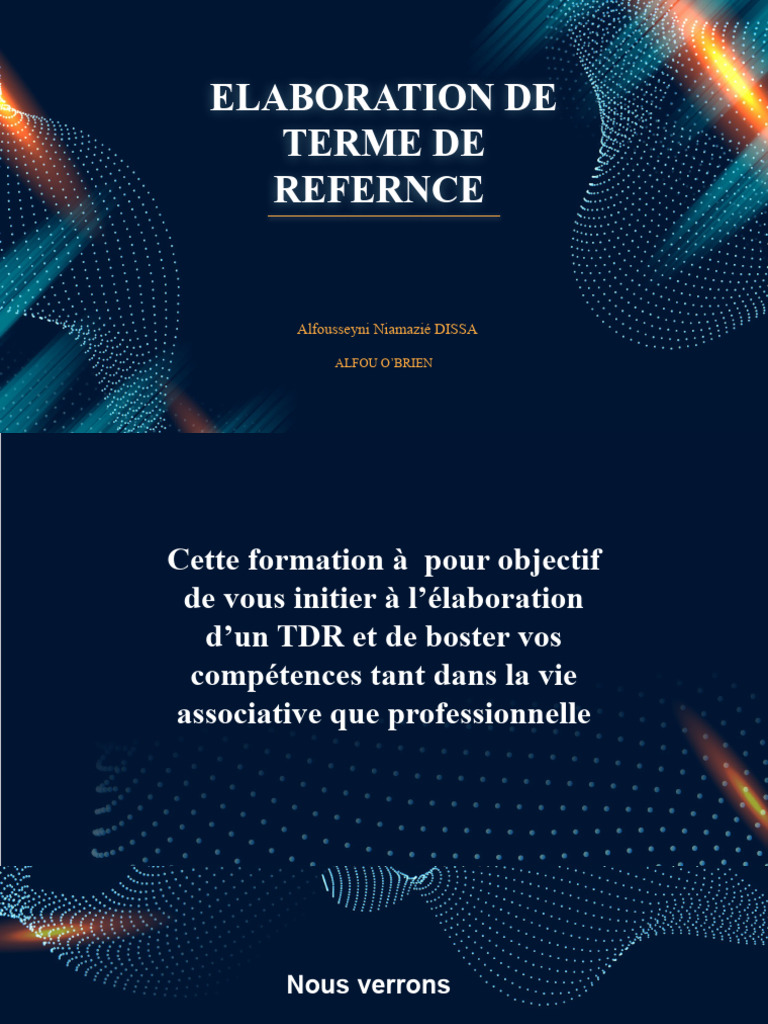 Formation à l'élaboration de TDR | PDF