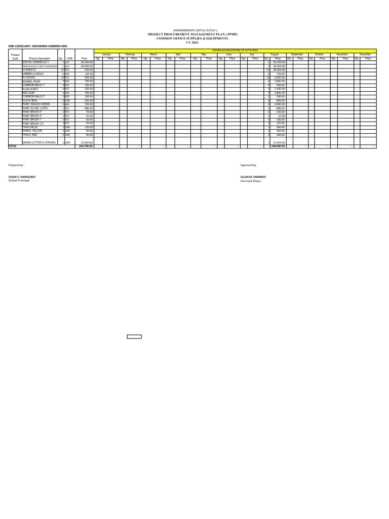 Sample PPMP | PDF | Conservation And Restoration Materials | Paintings