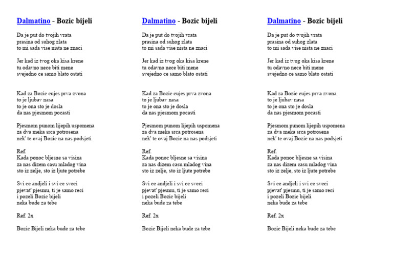 Dalmatino - Božić Bijeli - Text | PDF