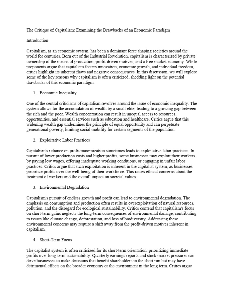 Notes | PDF | Capitalism | Criticism Of Capitalism