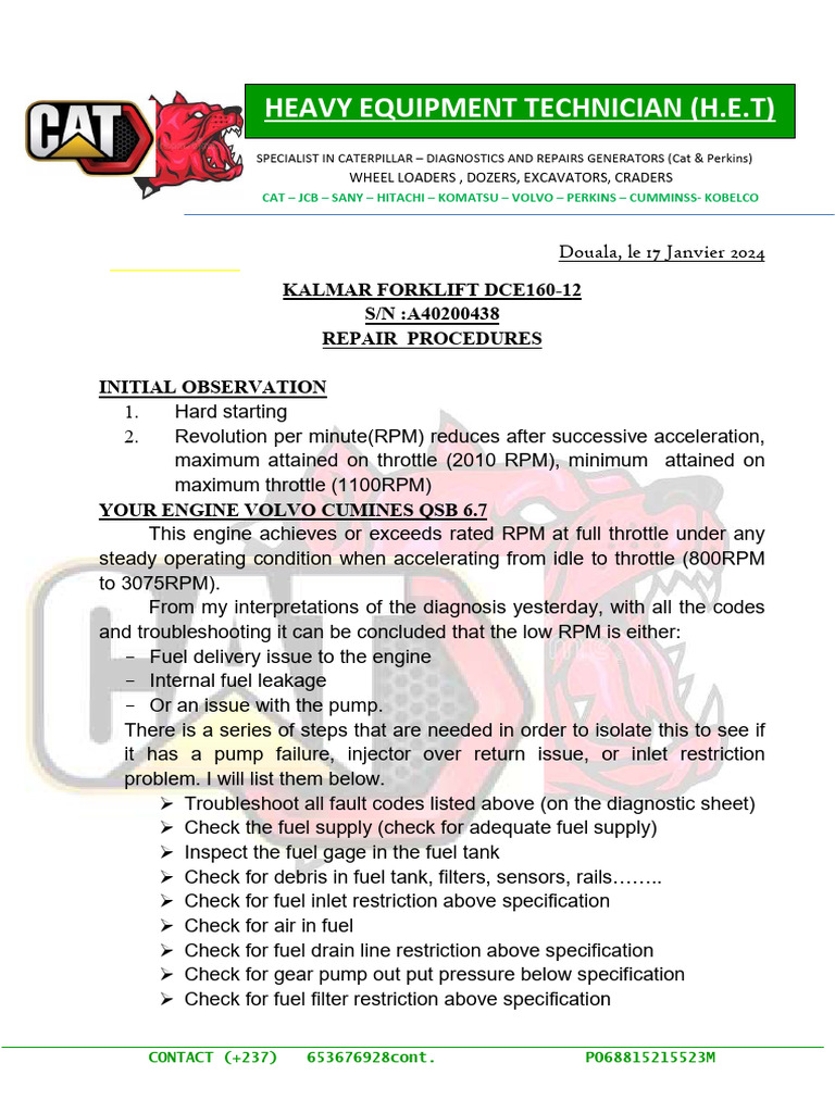 Repair Procedure | PDF | Throttle | Pump