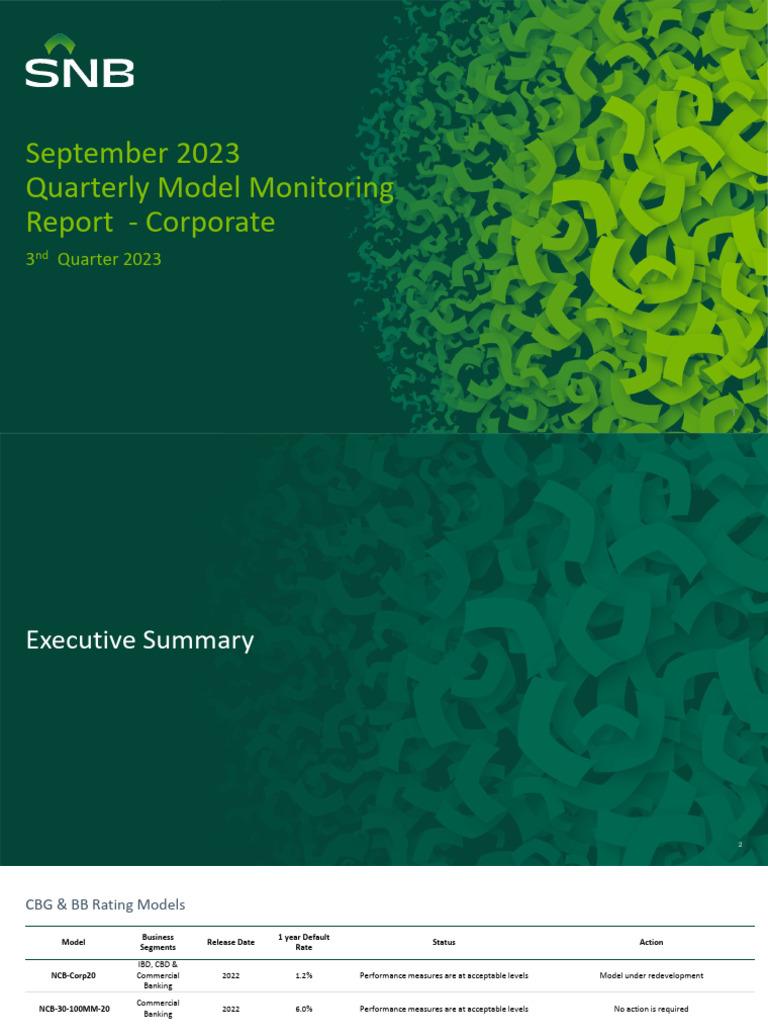Model Monitoring Report - Q3-2023 | PDF | Bond Credit Rating | Business