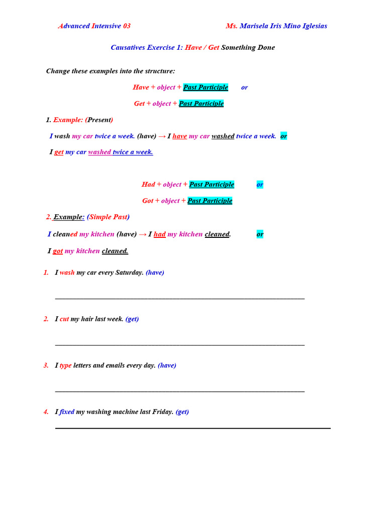 Causatives (Have Get STH Done) | PDF