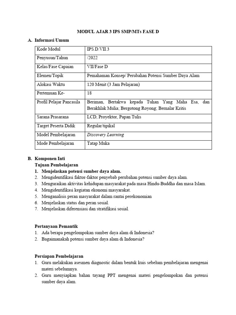 Modul Ajar IPS K-VII SEM 2 | PDF
