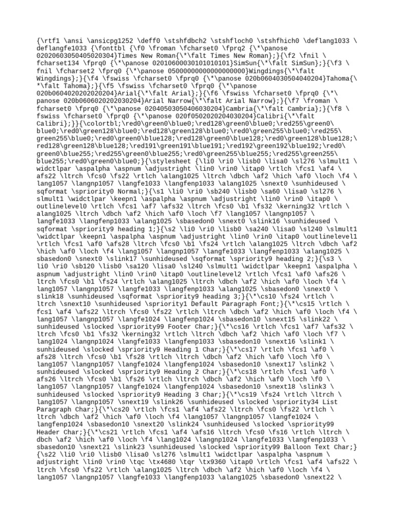 RTF Document Structure Guide | PDF | Html | Typography